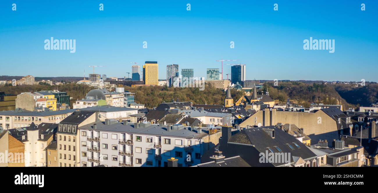 Aerial panorama sunset view of downtown Luxembourg City Stock Photo - Alamy