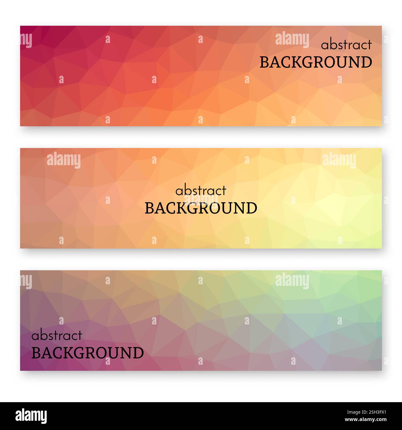 Set of three multi colored banners in low poly art style. Background ...
