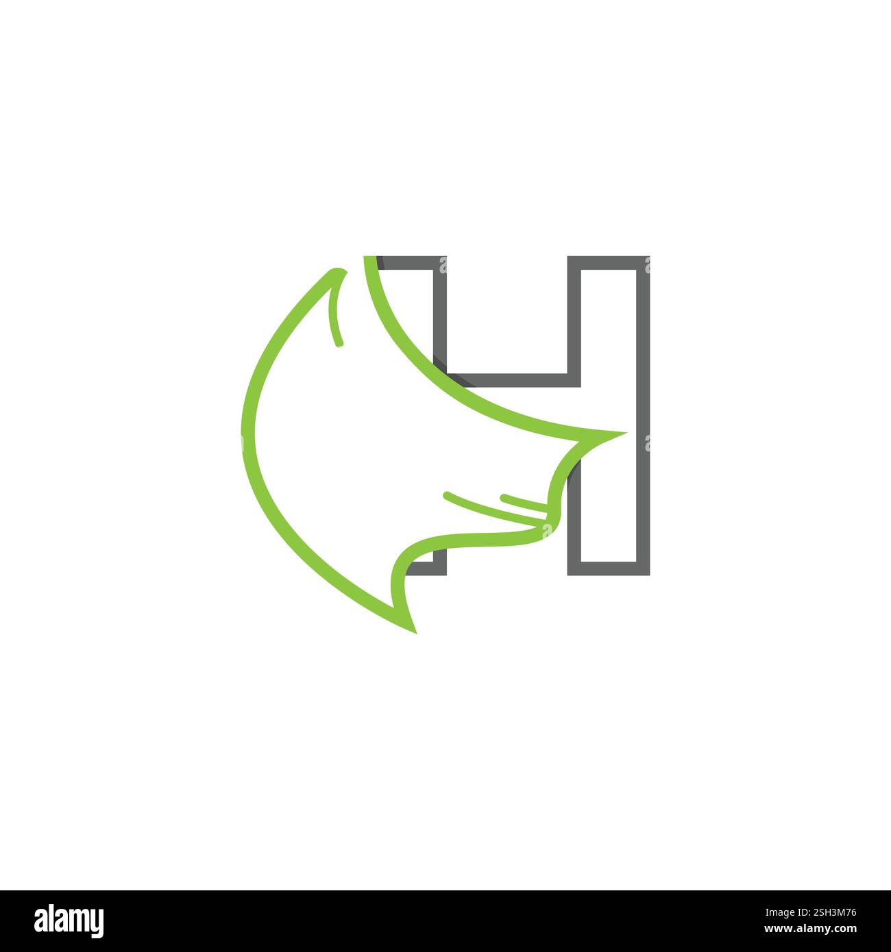 Letter H original vector illustration of a hero in a green and grey ...
