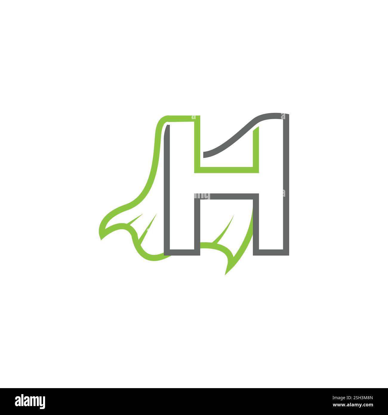 Letter H original vector illustration of a hero in a green and grey ...