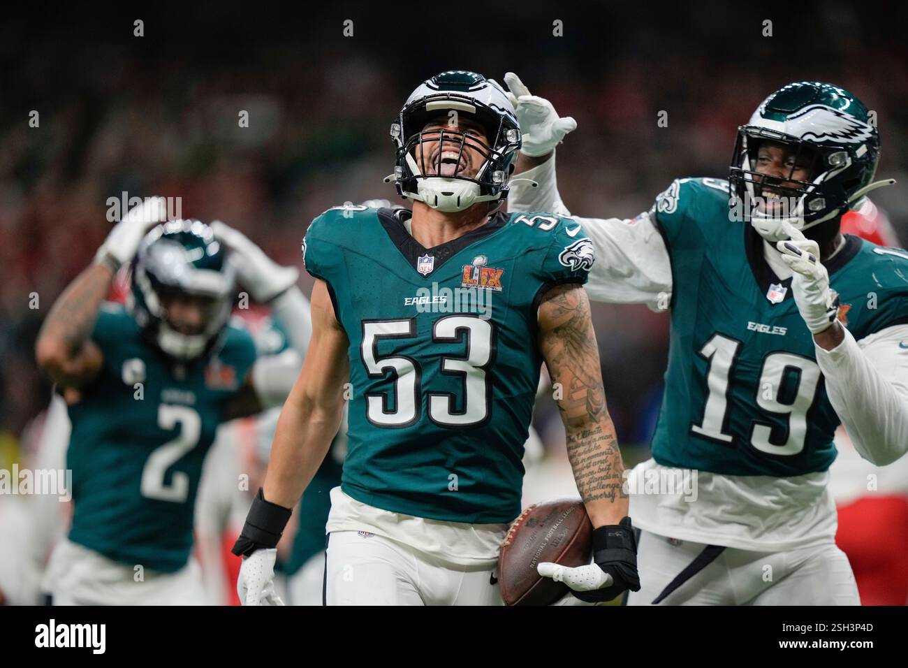 Philadelphia Eagles linebacker Zack Baun (53) celebrates after ...