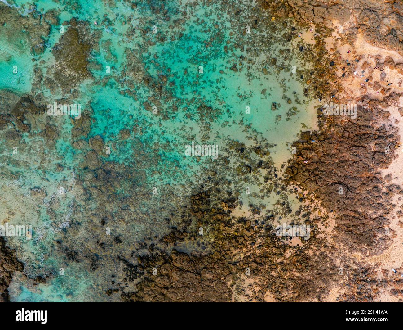 Aerial View of Coastal Waters and Rocky Terrain on Oahu Island, Hawaii ...
