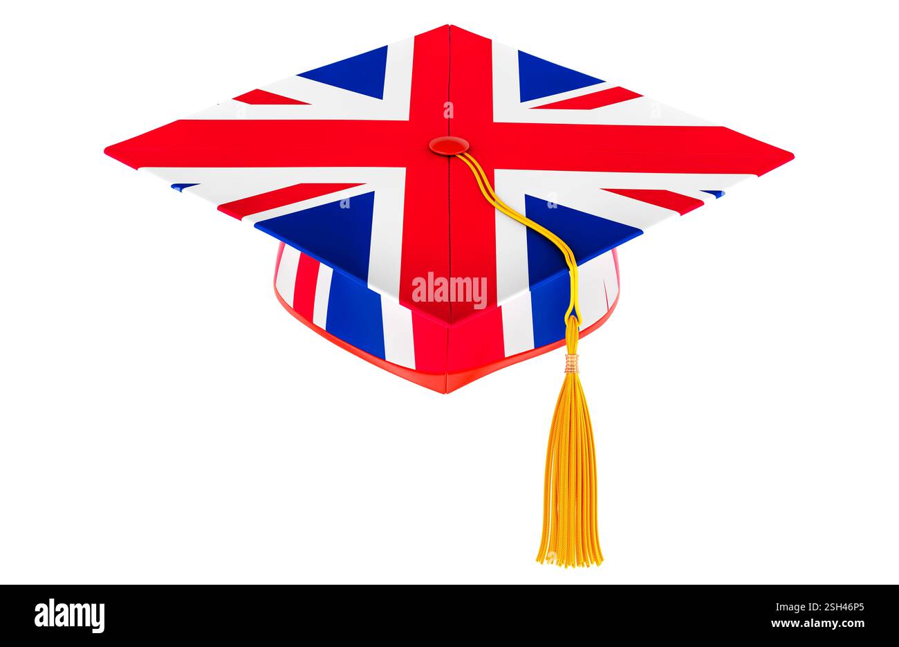 Graduation cap with British flag. Education in the UK or learn English ...