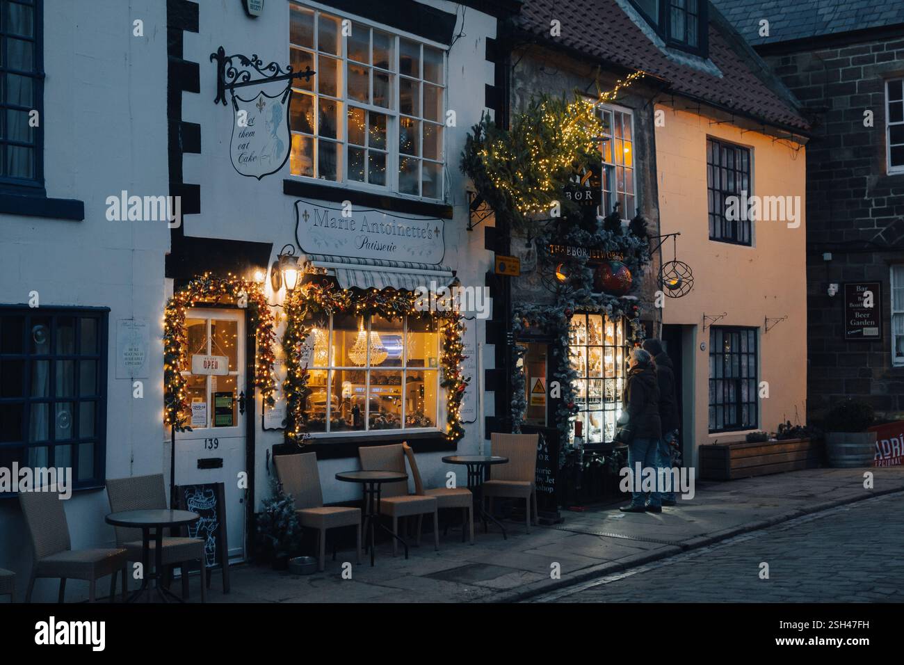 Whitby Christmas Lights - Church Street, Whitby, England, UK Stock ...