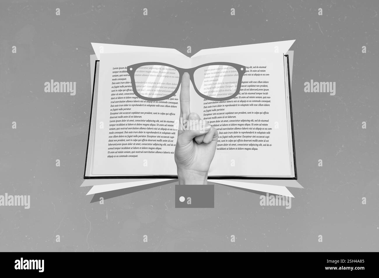 Exclusive magazine picture sketch collage image of arm holding eyewear ...