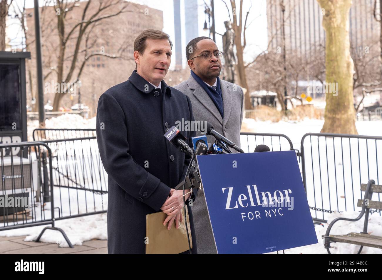 New York, USA. 10th Feb, 2025. Congressman Dan Goldman makes an ...