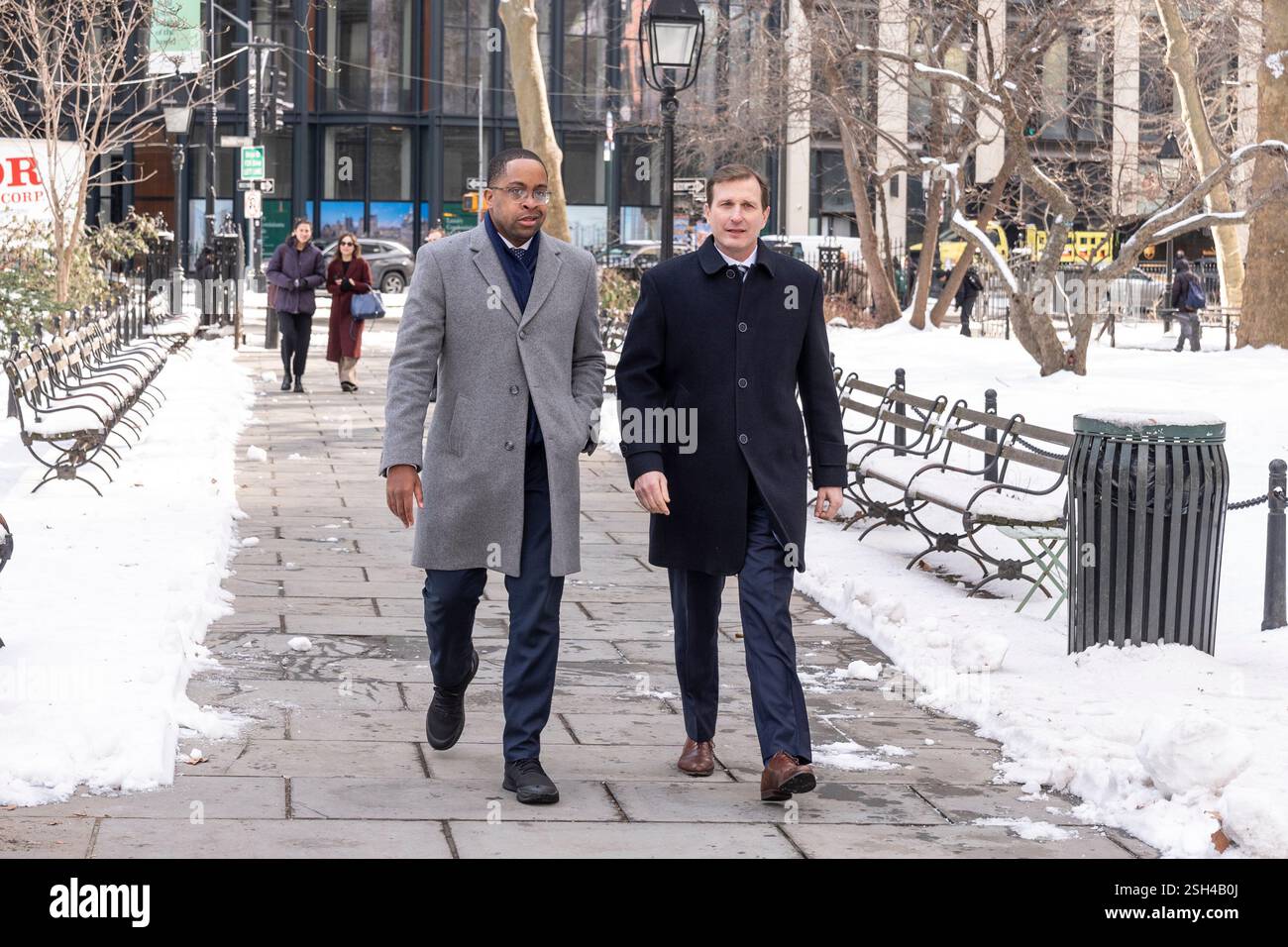 New York, USA. 10th Feb, 2025. Congressman Dan Goldman makes an ...