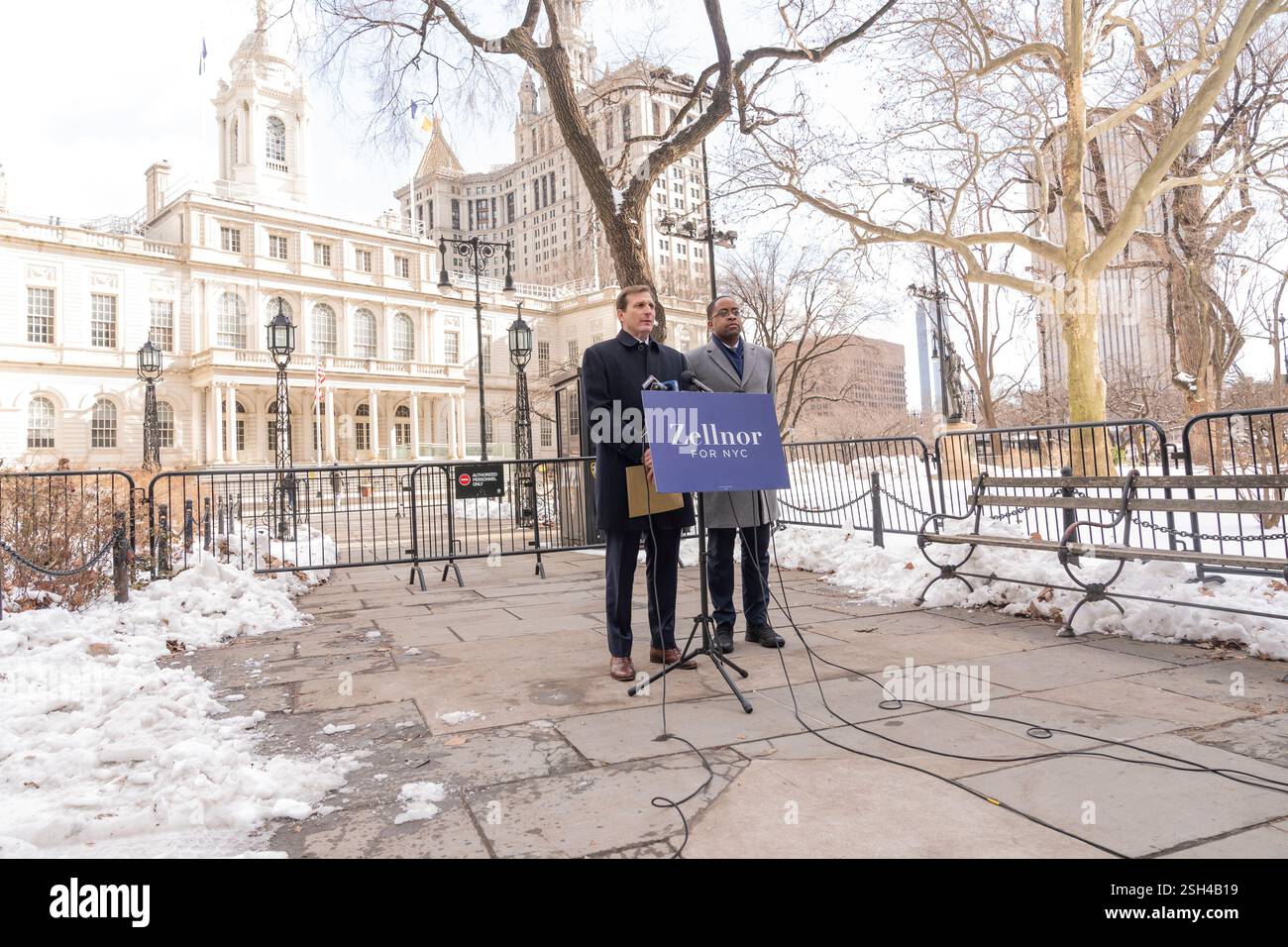New York, USA. 10th Feb, 2025. Congressman Dan Goldman makes an ...