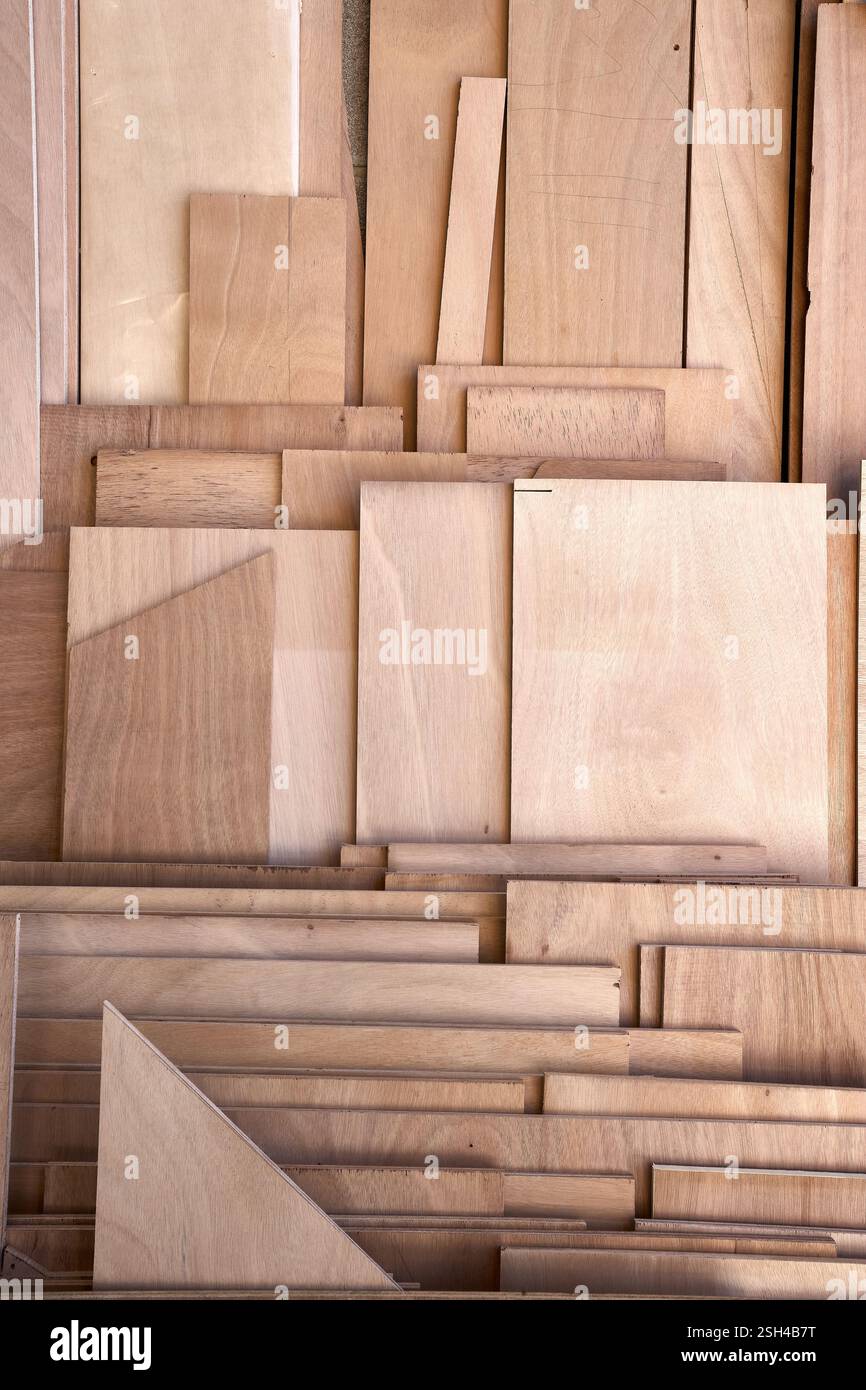 Assorted Wood Panels and Planks Arranged in an Organized Layout Stock ...