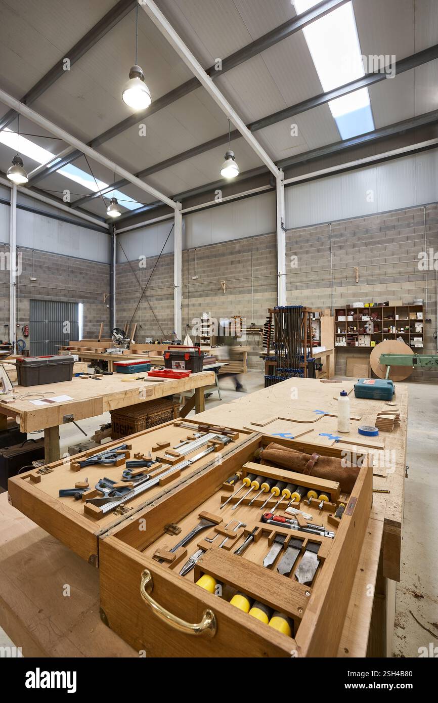 Woodworking Workshop Interior with Tools and Workbenches in Use Stock ...