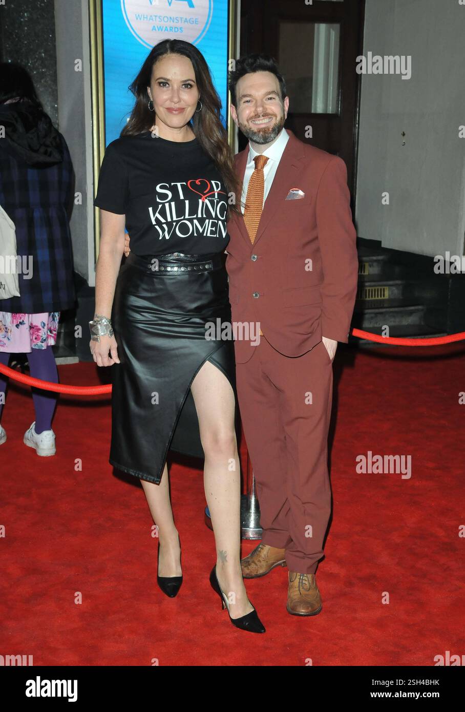 London, UK. 09th Feb, 2025. Kym Valentine and guest at the WhatsOnStage ...