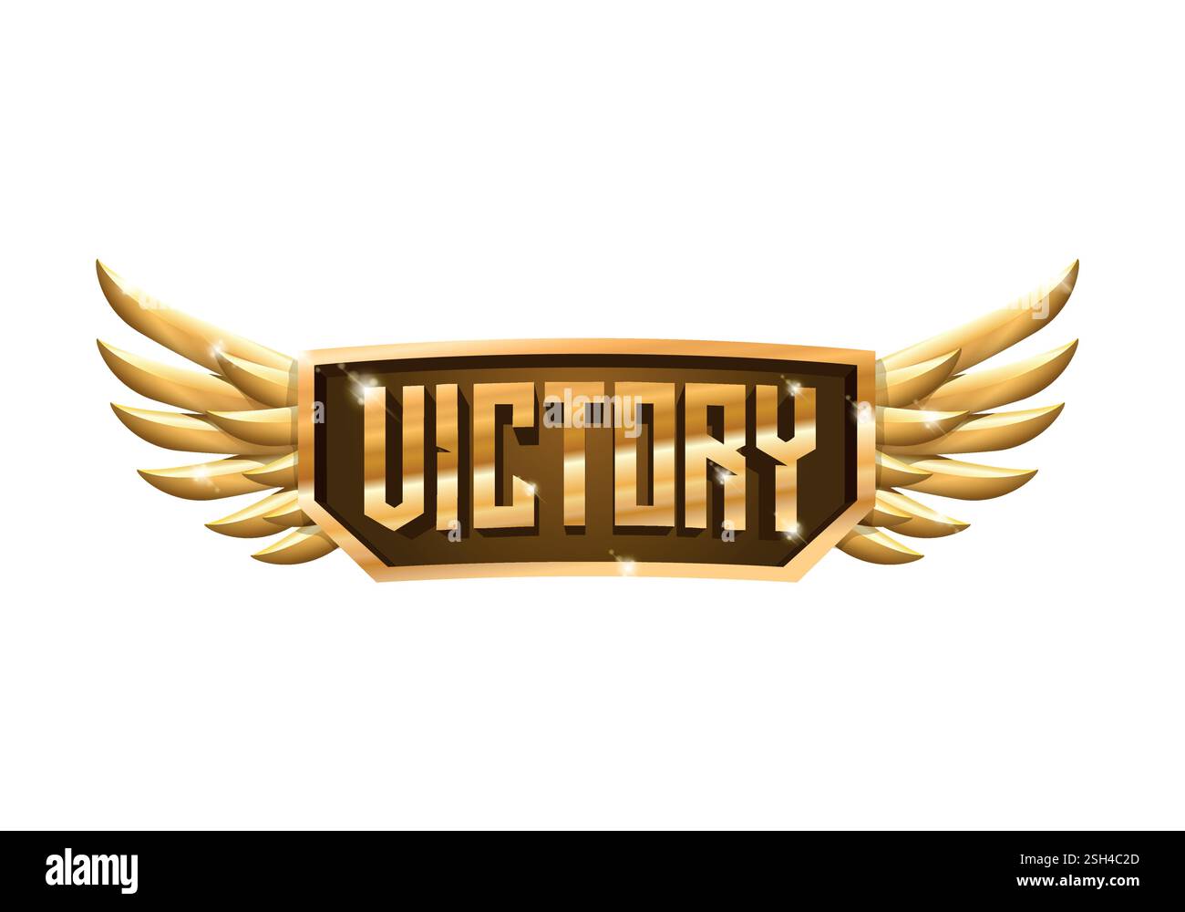 Angel golden victory wings, gaming award vector badge, top level ...