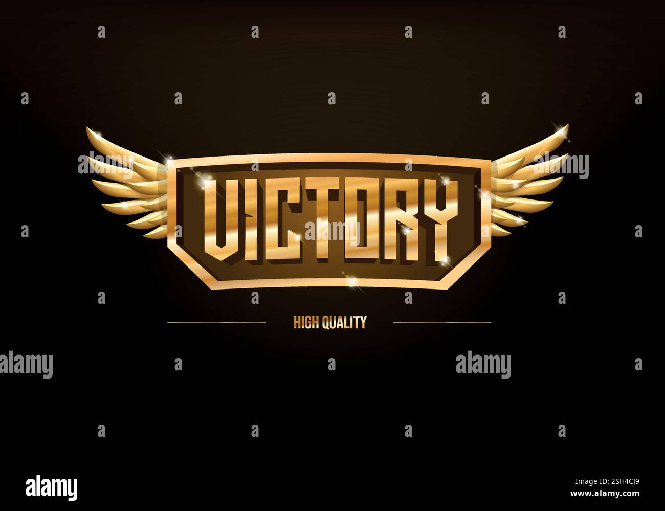 Angel golden victory wings, gaming award vector badge, top level ...
