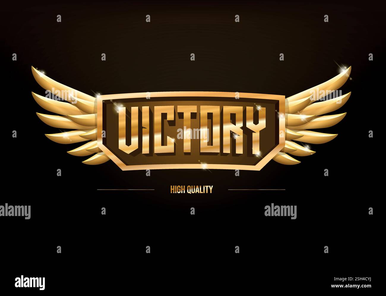 Angel golden victory wings, gaming award vector badge, top level ...