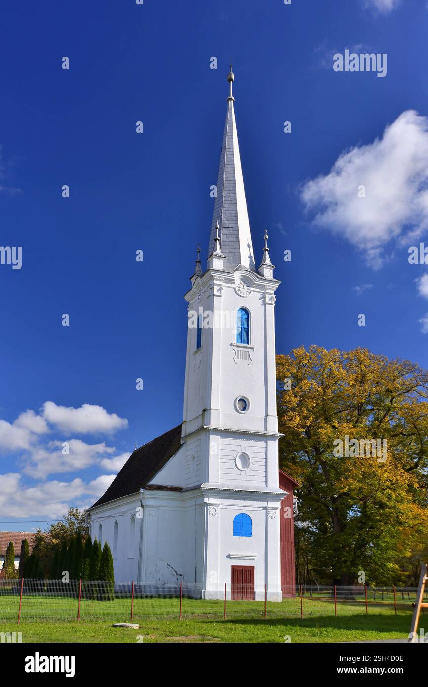 Beautiful Protestant church in a small Transylvanian village Stock ...