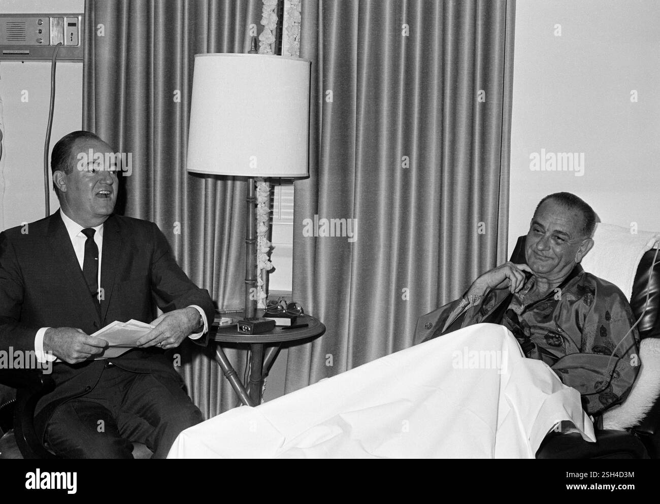 President Lyndon Johnson in his room at Bethesda Navel Hospital in ...