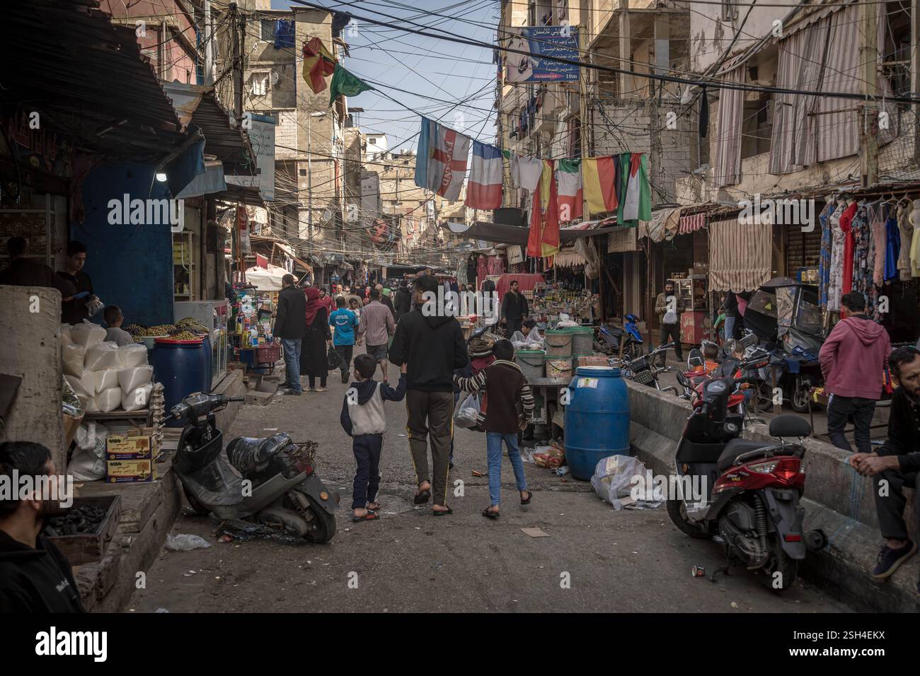 People in Shatila refugee camp in Sabra neighborhood of Beirut, Lebanon ...