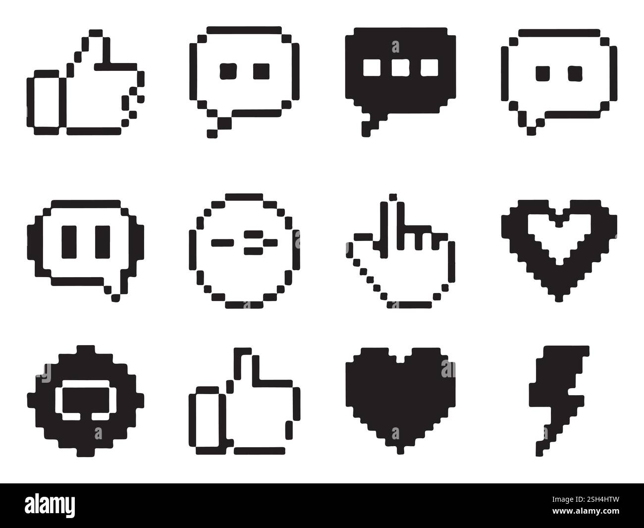 Pixel Art Social Media Icons Set Retro 8 Bit UI Symbols for Chat ...