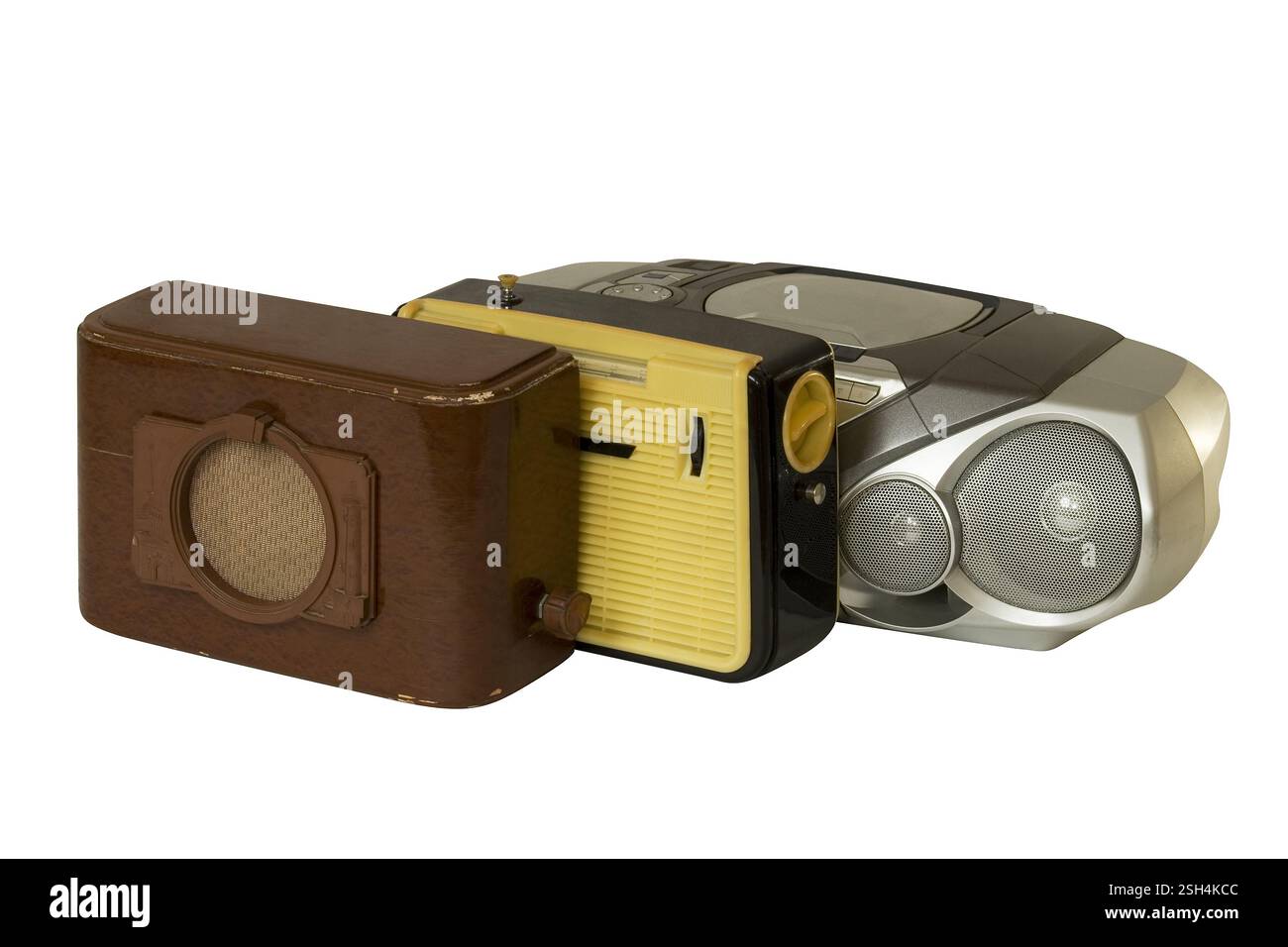 Evolution of three radio-sets over white Stock Photo - Alamy