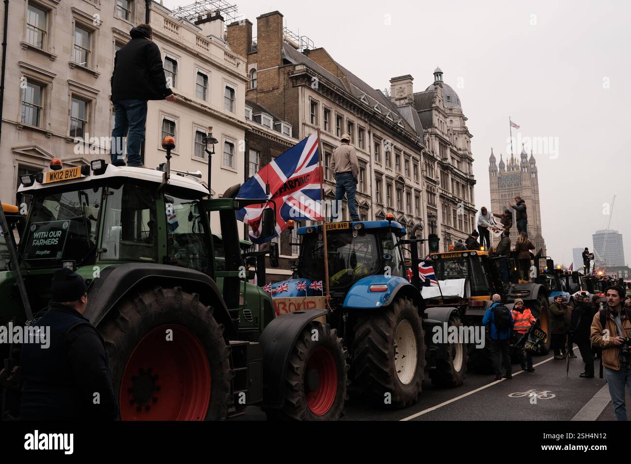 London, UK. 10th, February, 2025. Farmers drive their tractors into ...