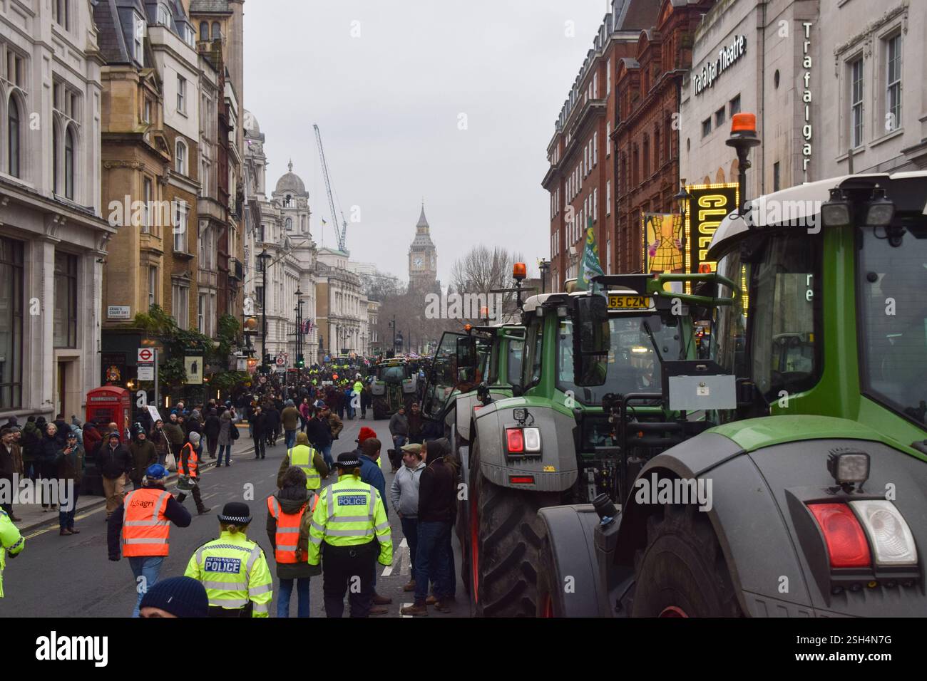London, UK. 10th February 2025. Hundreds of tractors line Whitehall as ...