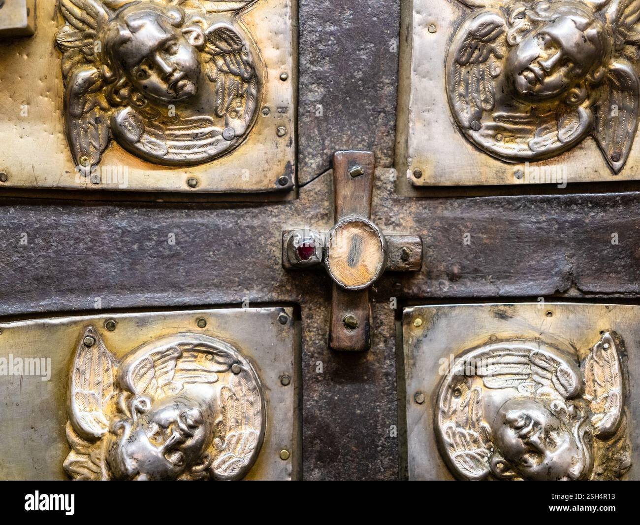 Vagharshapat, Armenia - January 25, 2025: sliver from cross on which ...