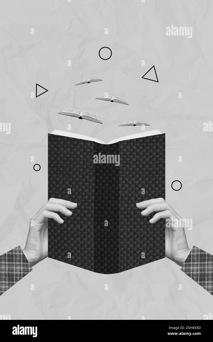 Composite collage of hands holding novel reading materials interesting ...