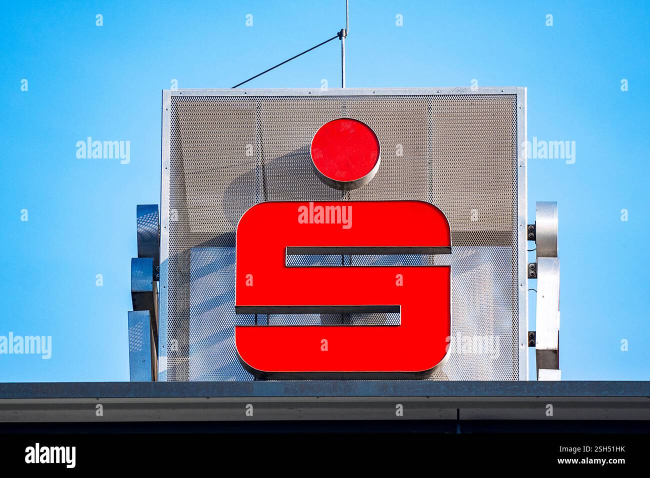 Gersthofen, Bavaria, Germany - 10 February 2025: The red Sparkasse logo ...