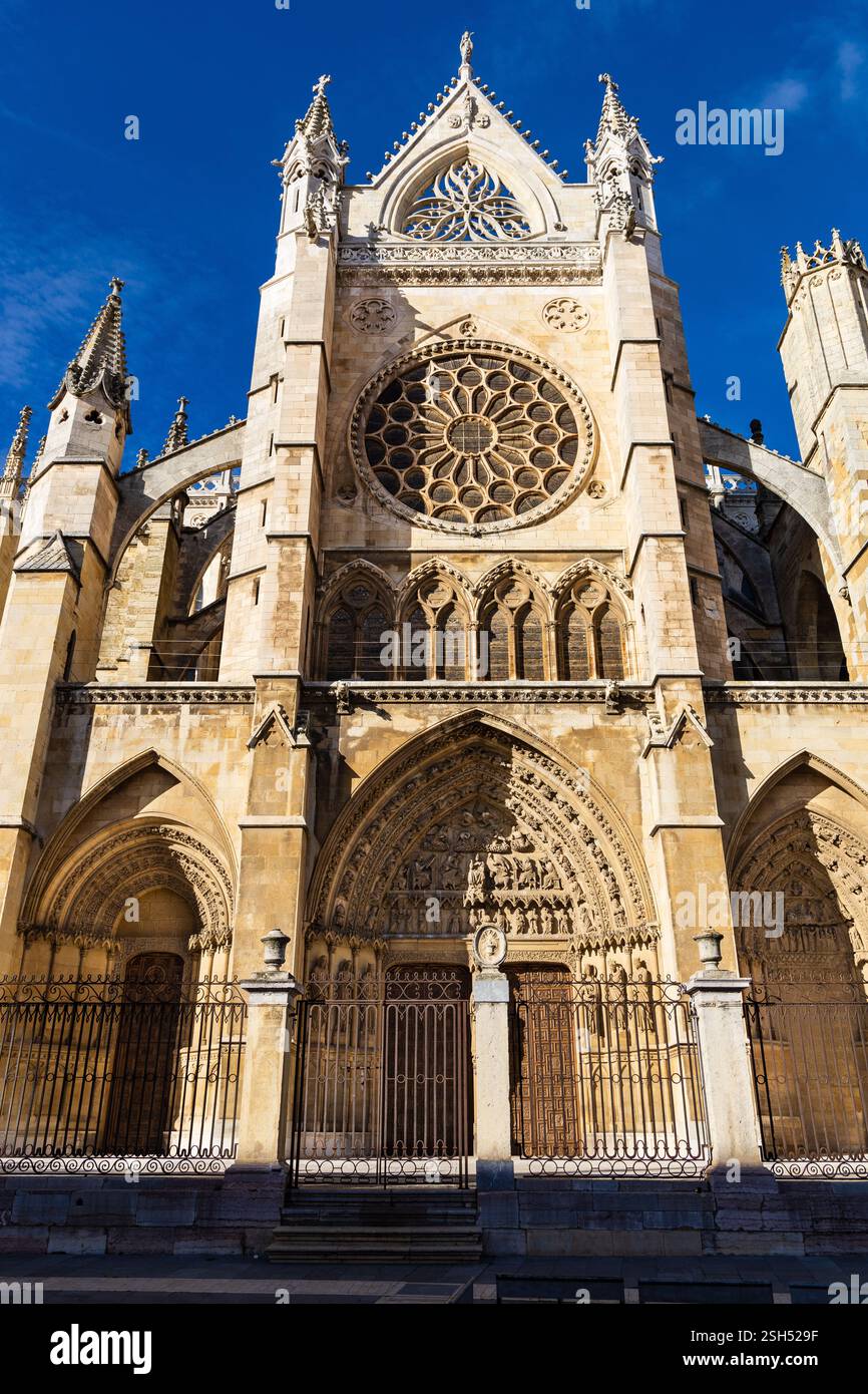 The San Froilán Gate on the south facade of León Cathedral, a striking ...