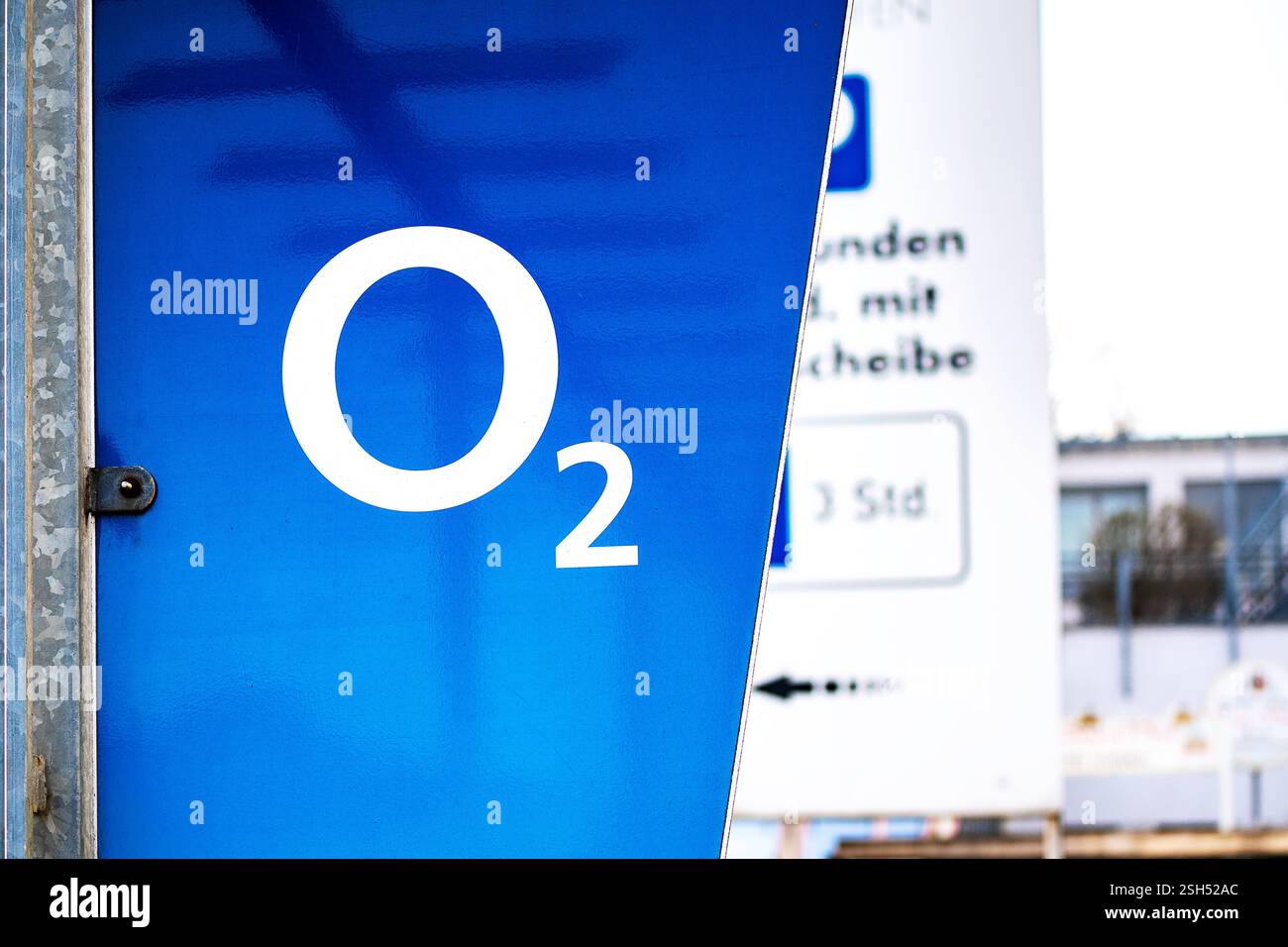 Gersthofen, Bavaria, Germany - February 10, 2025: An O2 advertising ...