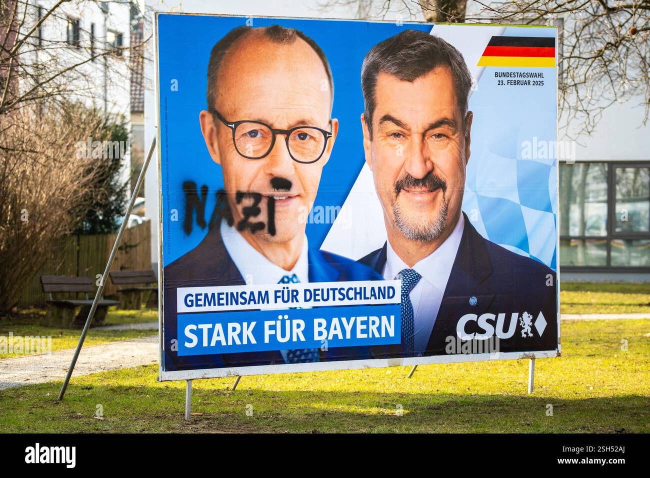 Gersthofen, Bavaria, Germany - February 10, 2025: A party CSU election ...