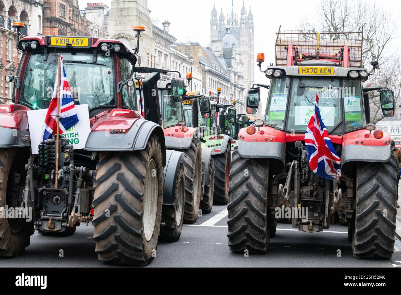 London, UK. 10 February, 2025. Farmers fill Whitehall and surrounding ...