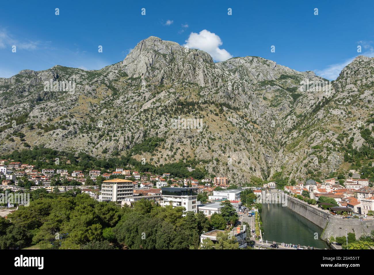 Kotor, Montenegro - July 2, 2024: Landscape, new and historic town with ...