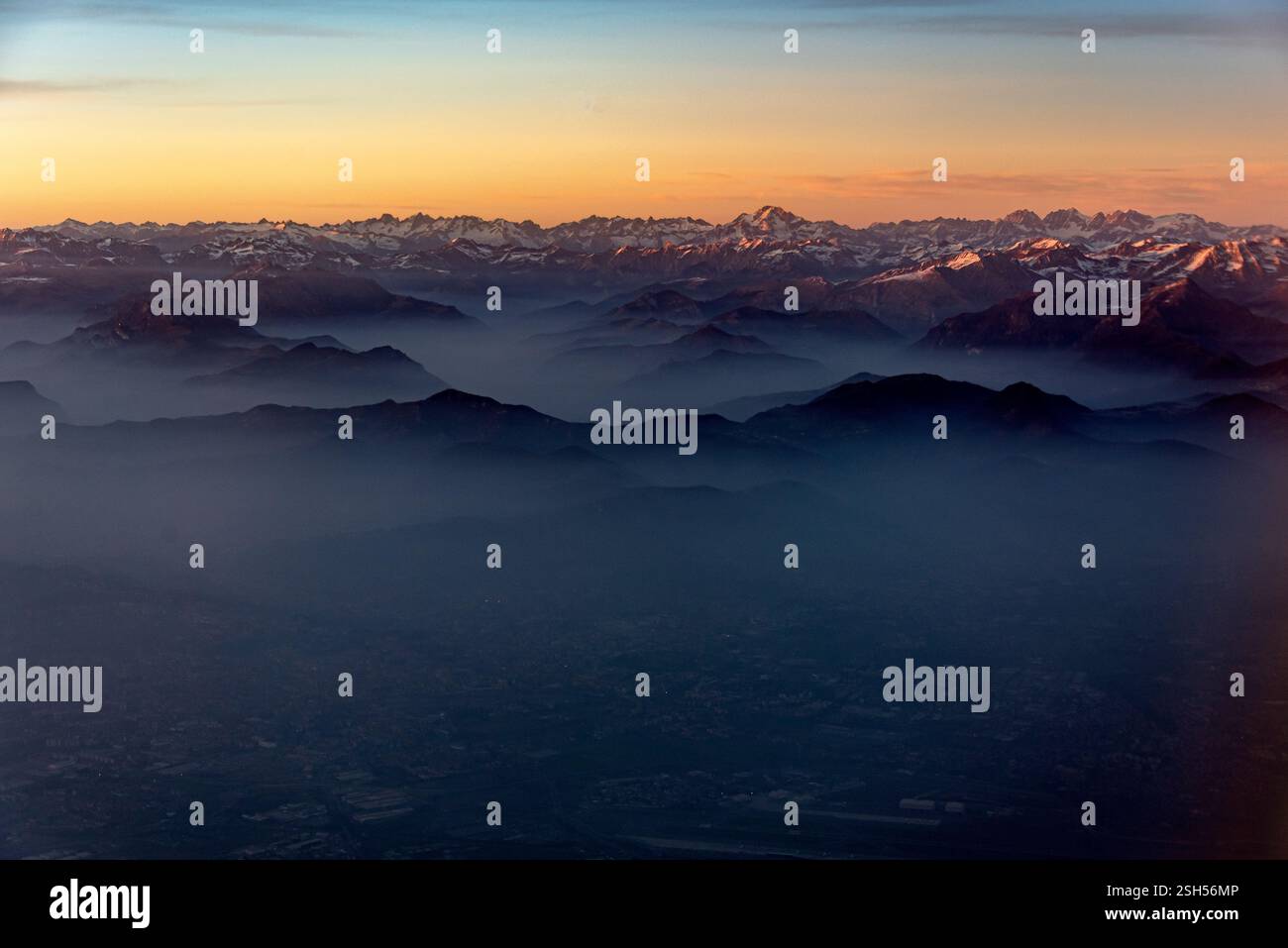 Aerial views at The Alps. From Italy to Denmark Stock Photo - Alamy