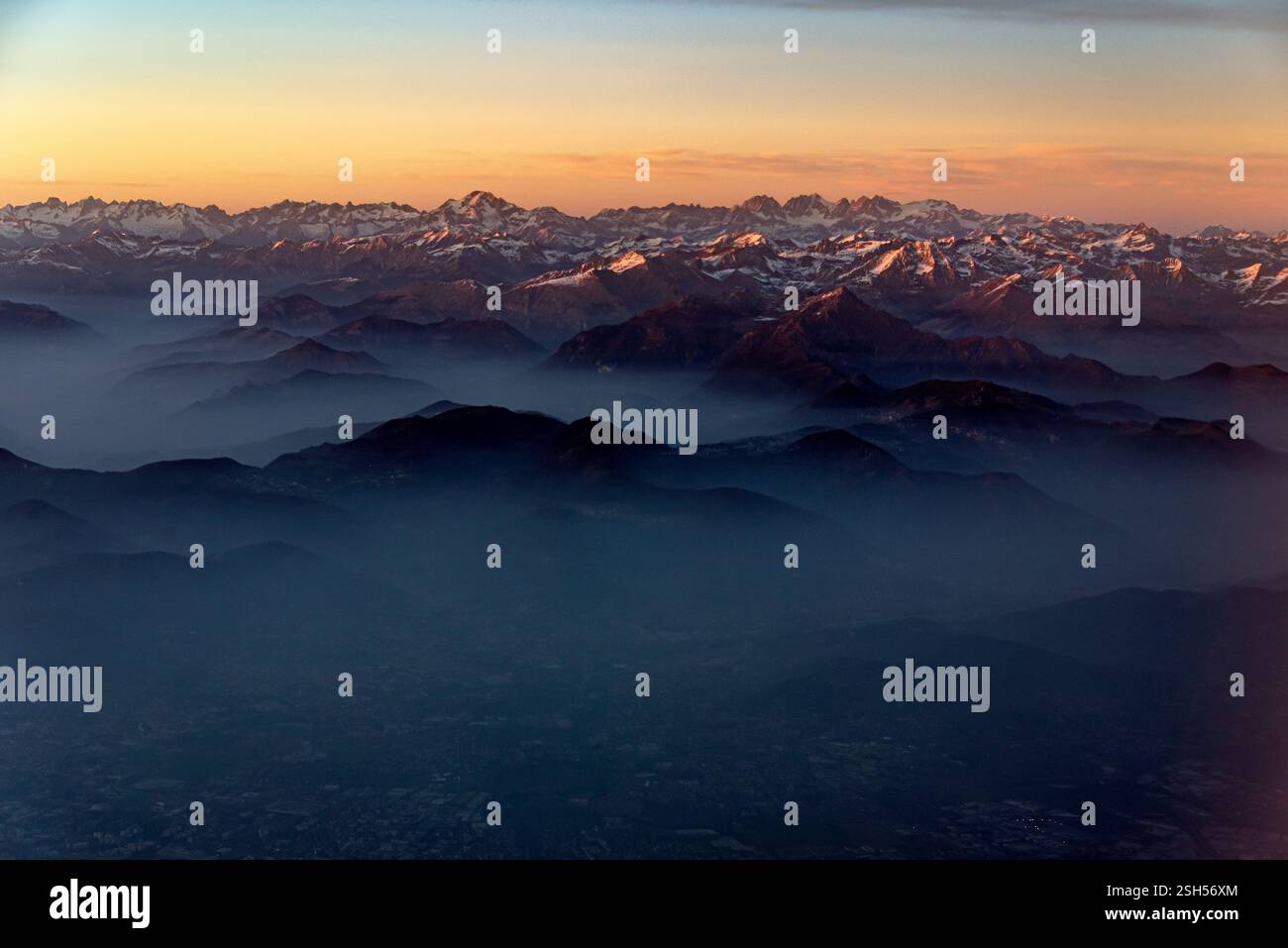 Aerial views at The Alps. From Italy to Denmark Stock Photo - Alamy