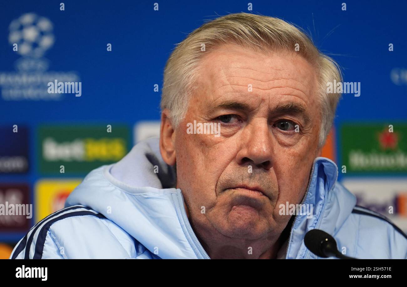 Real Madrid manager Carlo Ancelotti during a press conference at the ...