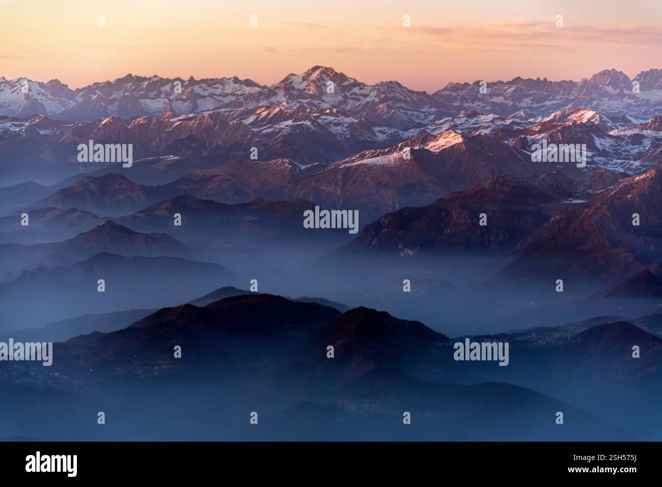 Aerial views at The Alps. From Italy to Denmark Stock Photo - Alamy