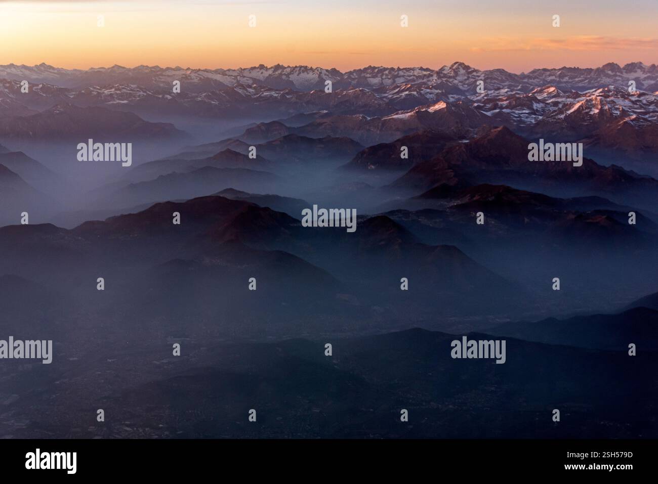 Aerial views at The Alps. From Italy to Denmark Stock Photo - Alamy