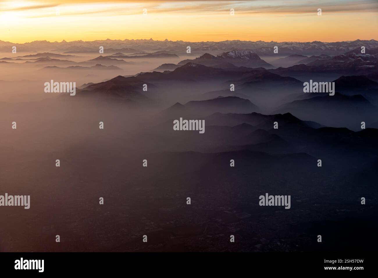 Aerial views at The Alps. From Italy to Denmark Stock Photo - Alamy