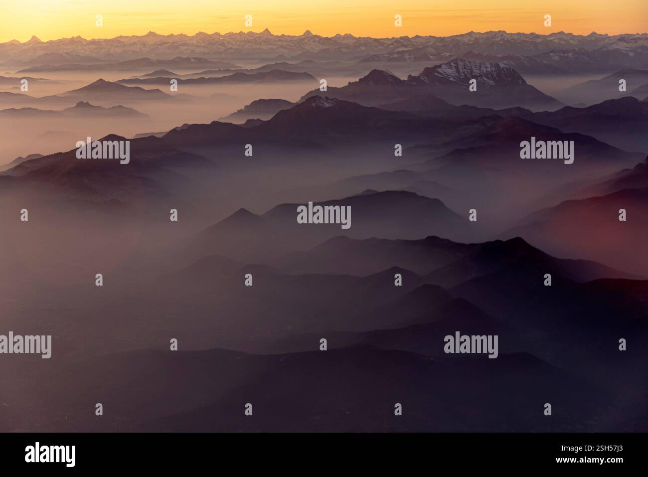 Aerial views at The Alps. From Italy to Denmark Stock Photo - Alamy