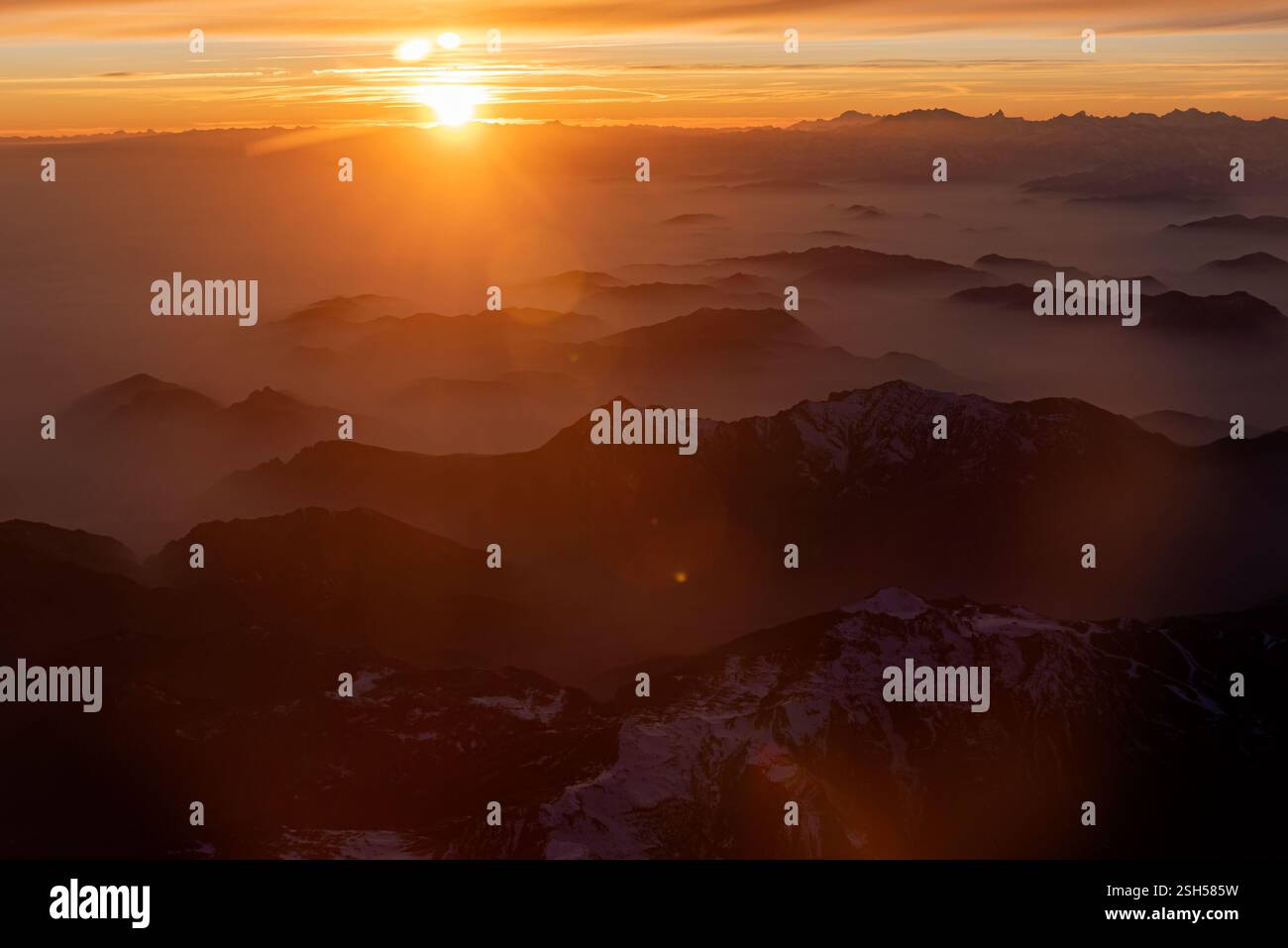 Aerial views at The Alps. From Italy to Denmark Stock Photo - Alamy