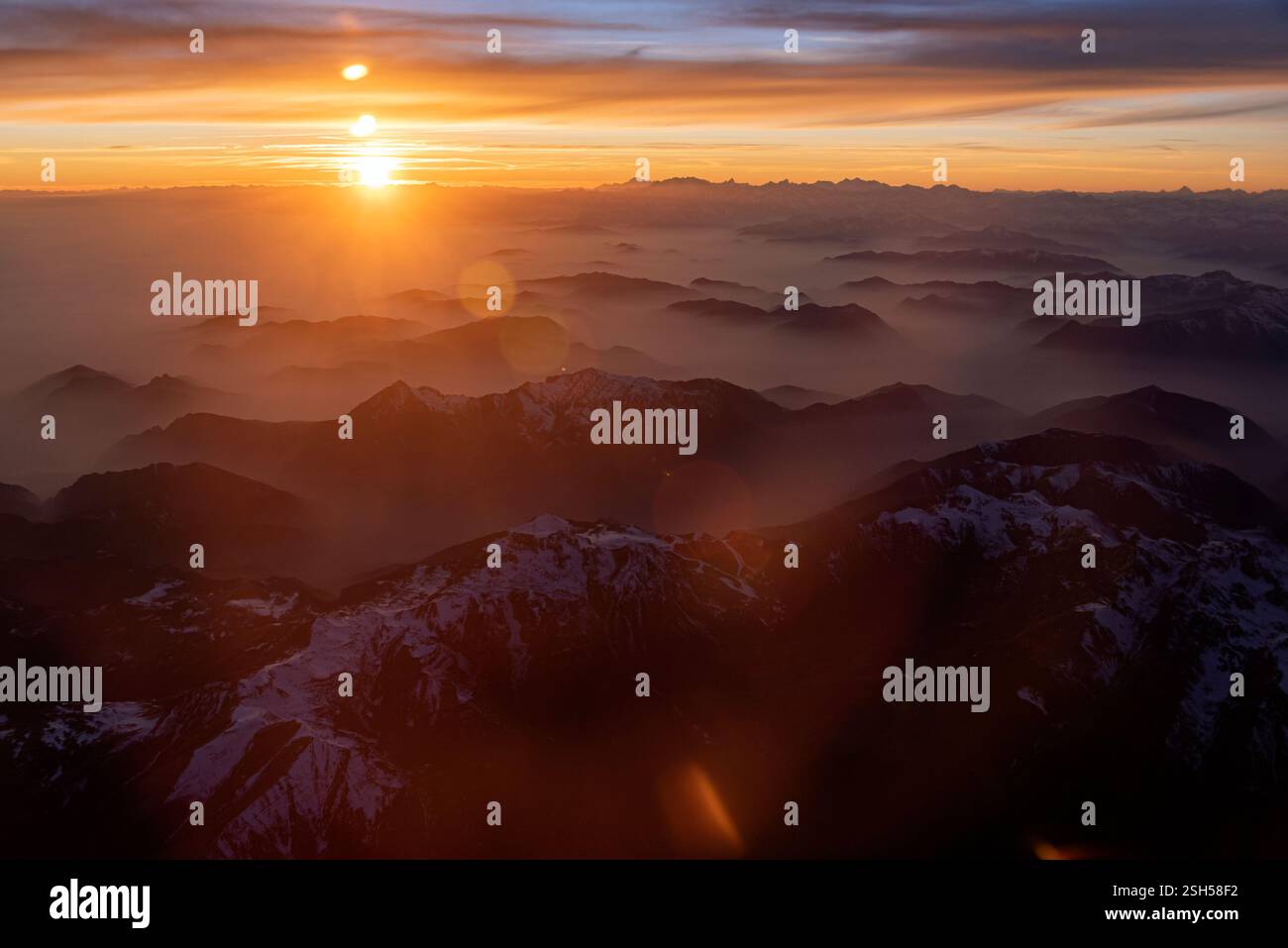 Aerial views at The Alps. From Italy to Denmark Stock Photo - Alamy