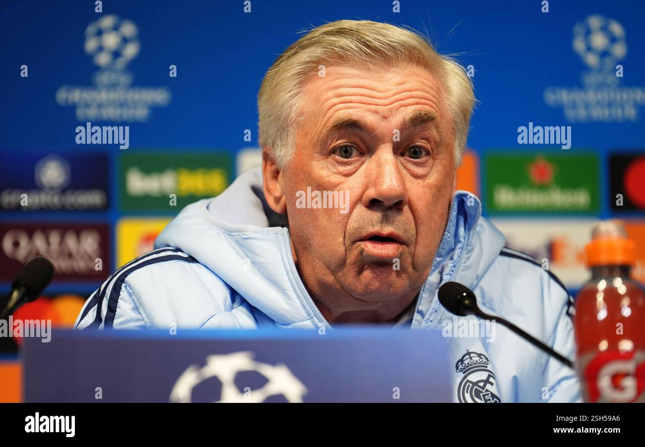 Real Madrid manager Carlo Ancelotti during a press conference at the ...