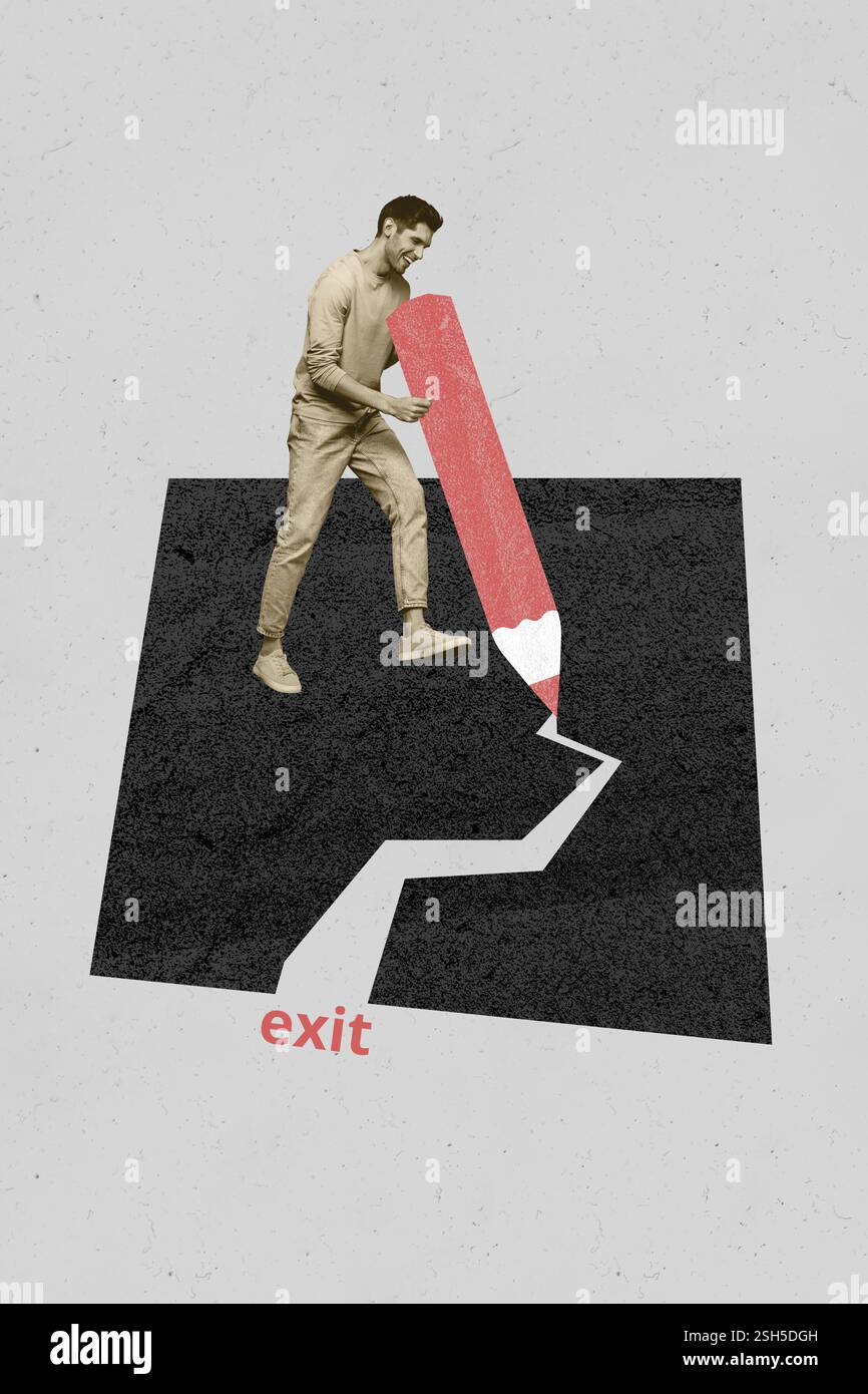 Trend composite sketch template photo collage of young man stand ...