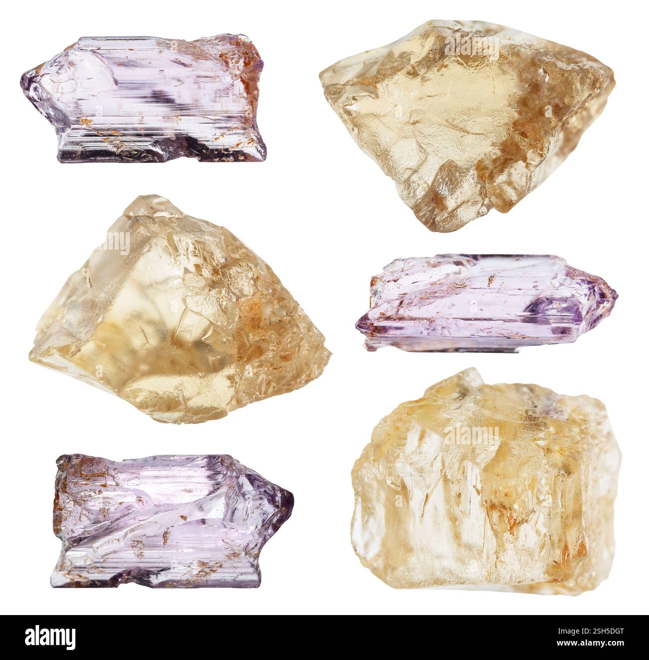 various specimens of uncut scapolite rocks cutout on white background ...