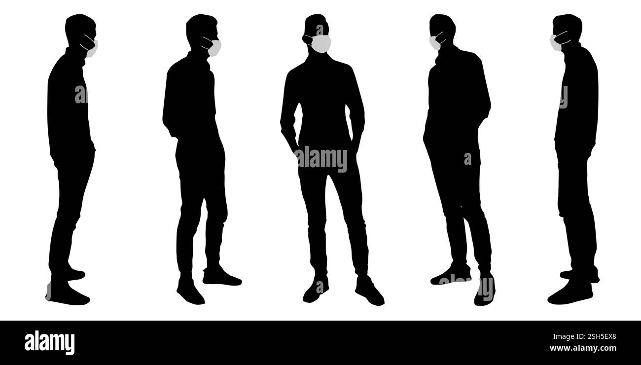Vector concept conceptual silhouette men talking while social ...