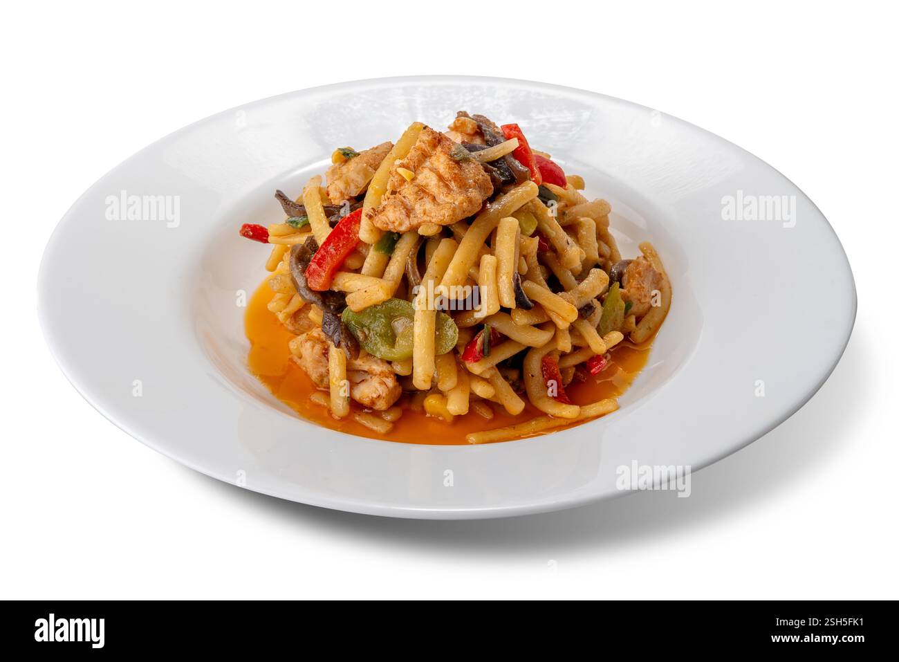 Bami Goreng Indonesian dish Noodle with chicken, mushrooms and ...