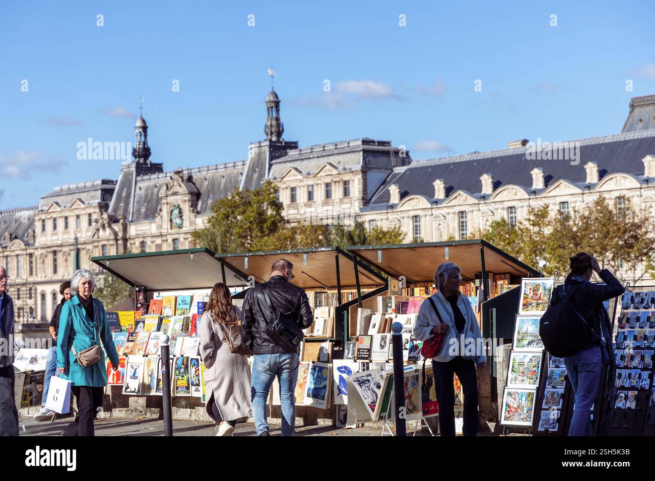Second hand book shops along the Seine River i Paris, France - February ...