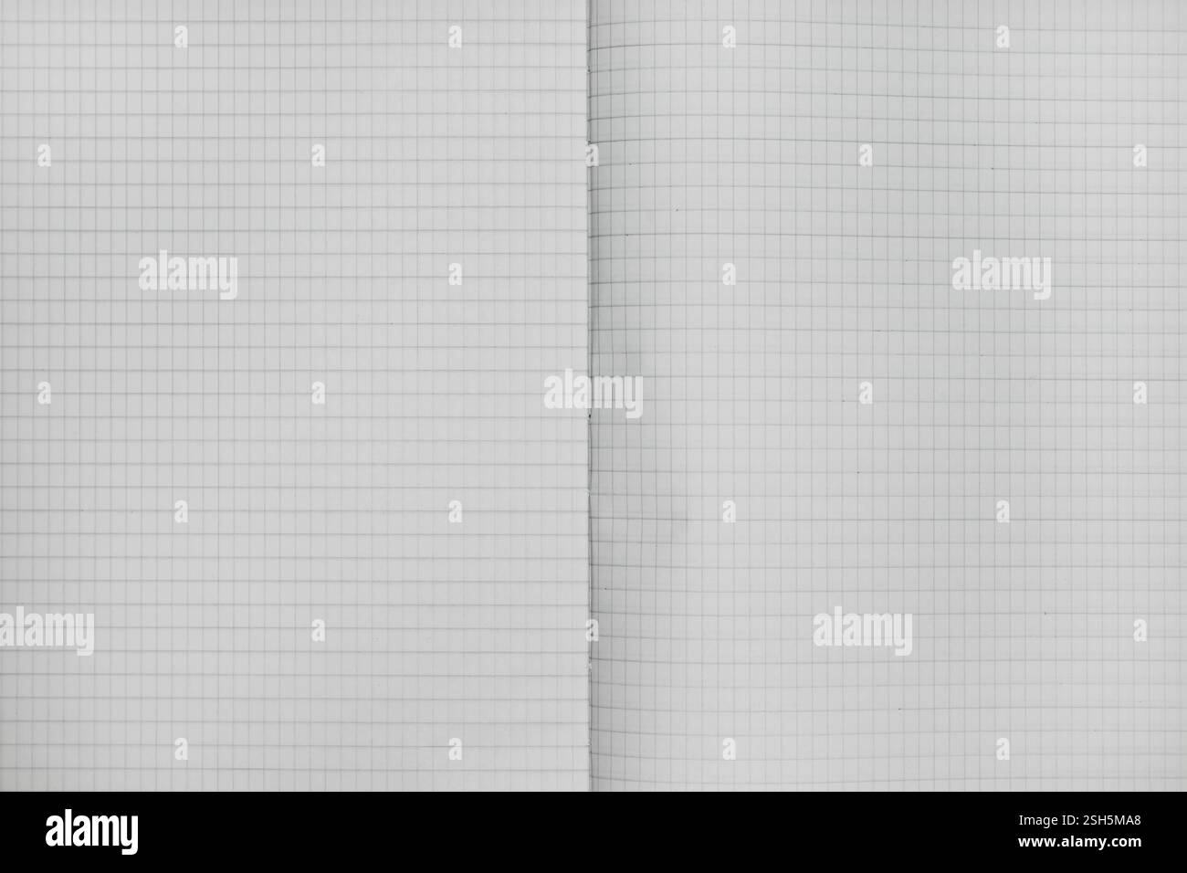 Top view of open empty notebook page with rectangular grid pattern as ...