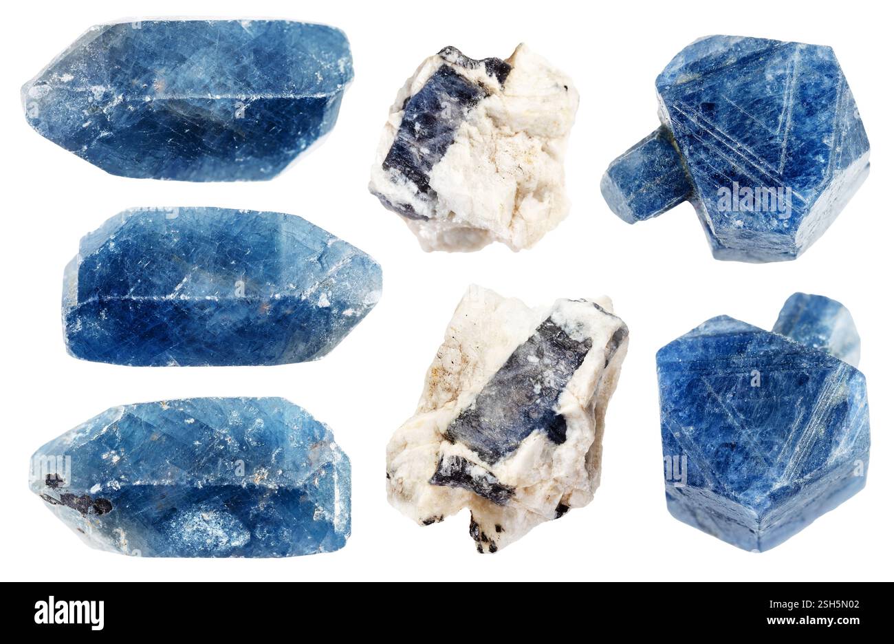various specimens of uncut sapphire rocks cutout on white background ...